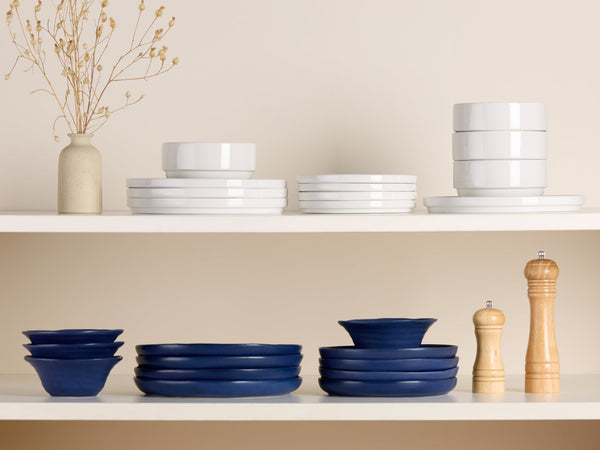 Ceramic Dinnerware Set, 12 Piece, Service for 4, Navy – kook
